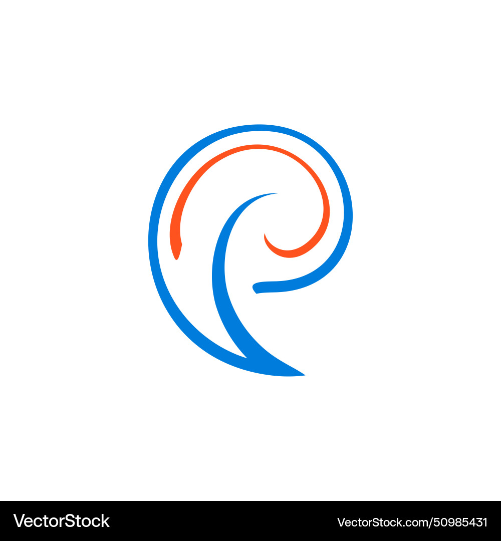 Letter p water wave icon logo Royalty Free Vector Image
