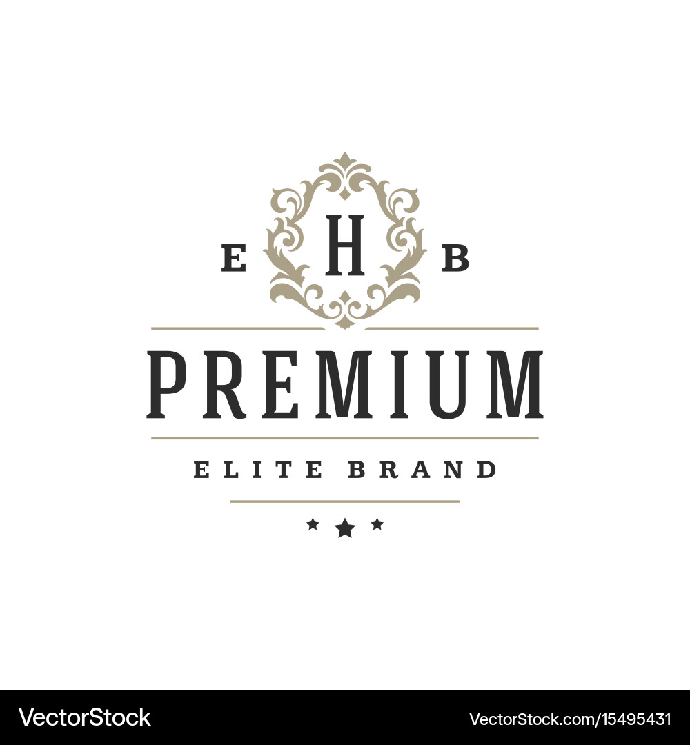 Luxury monogram logo template object Royalty Free Vector
