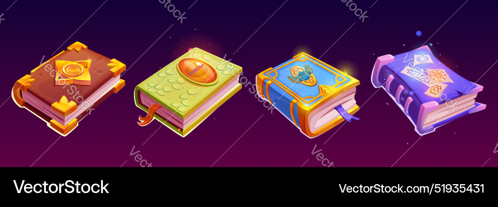 Magic spell books set isolated on background Vector Image