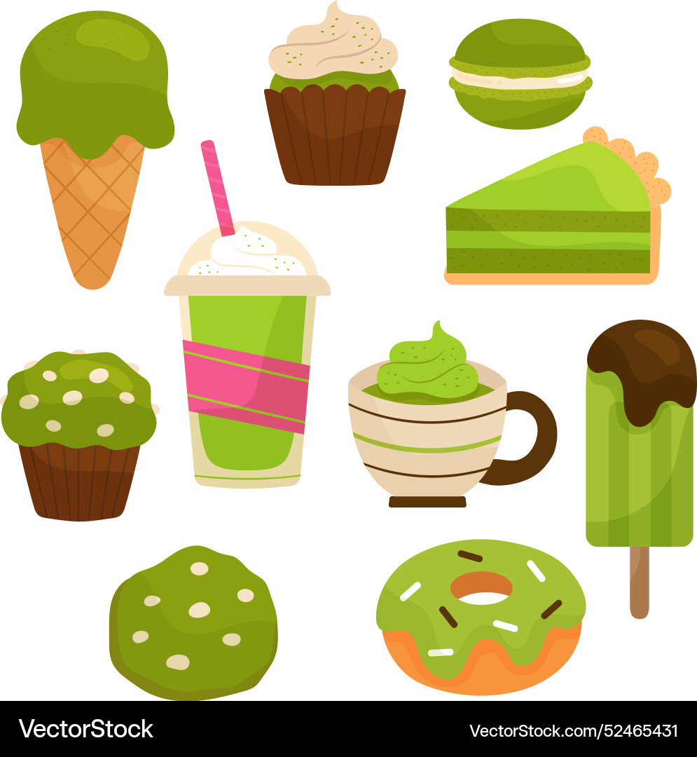 Matcha dessert pack design Royalty Free Vector Image