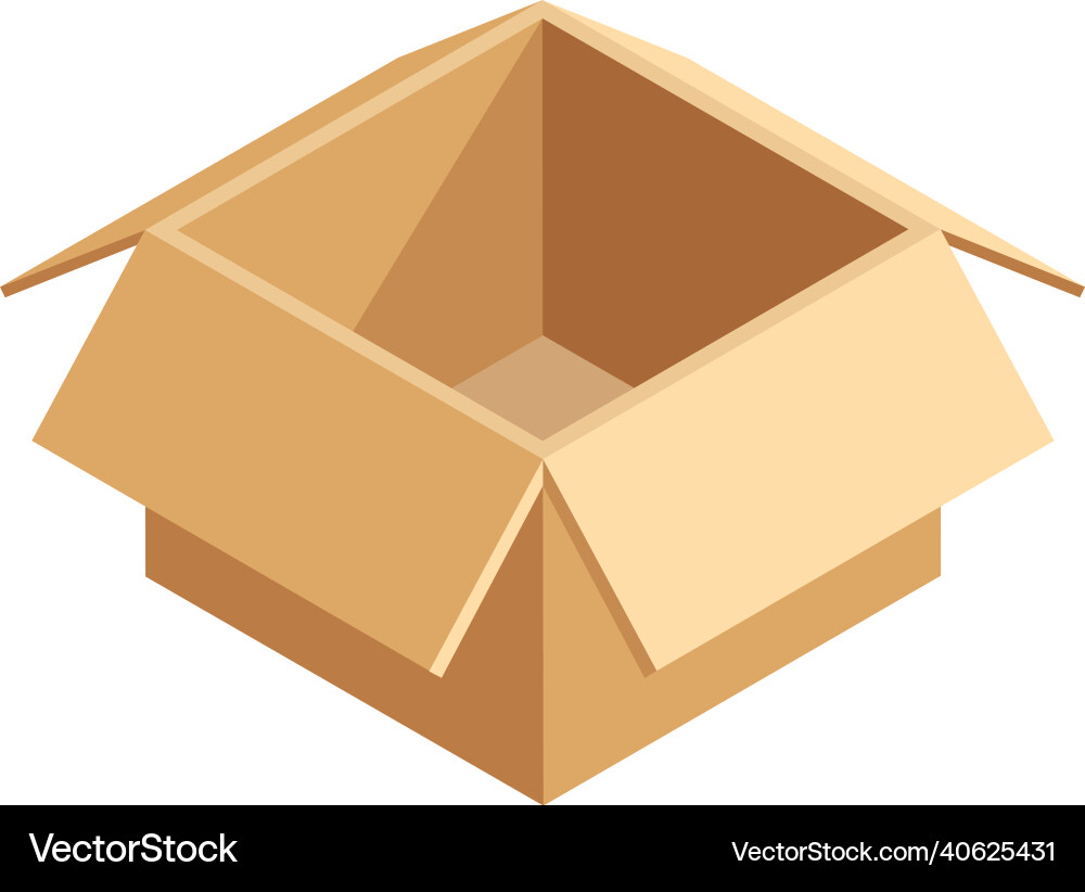 Open cube box isometric cardboard parcel package Vector Image