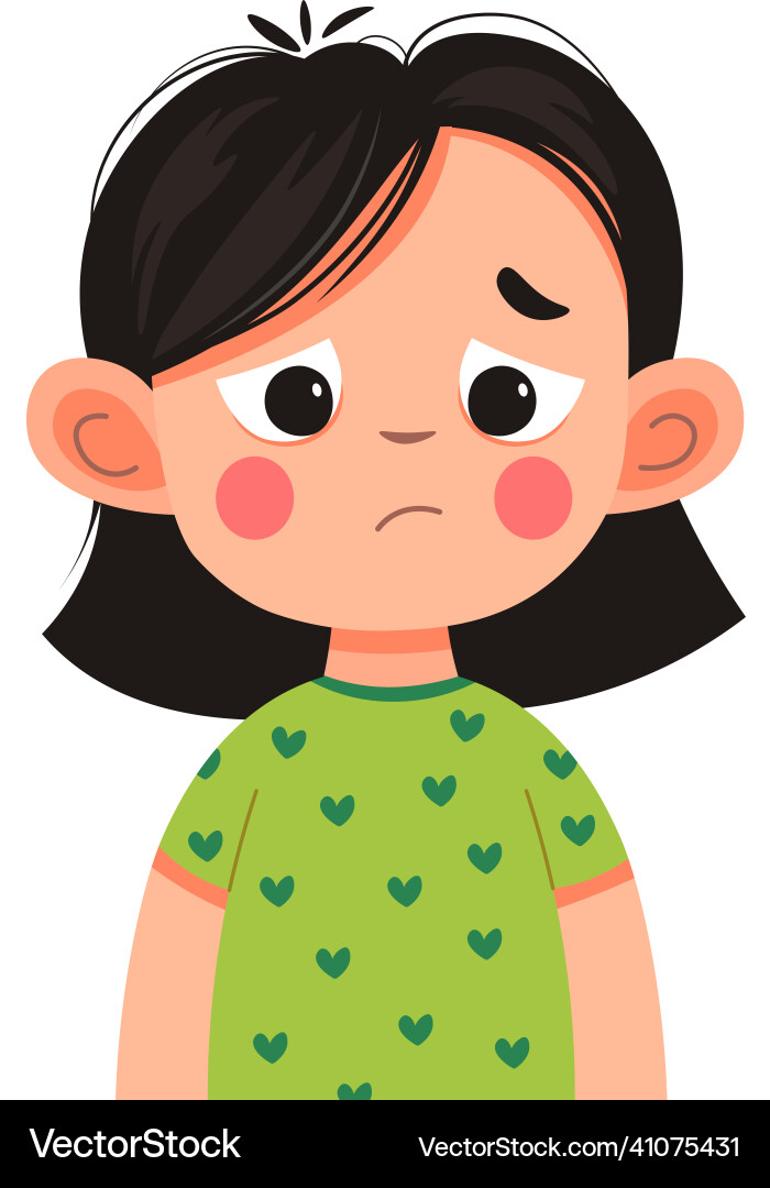 Sad or upset kid child with sadness expression Vector Image