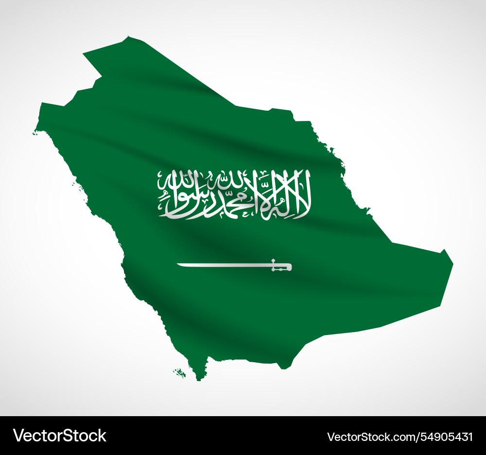 Saudi Arabia Flag Map Silhouette Royalty Free Vector Image