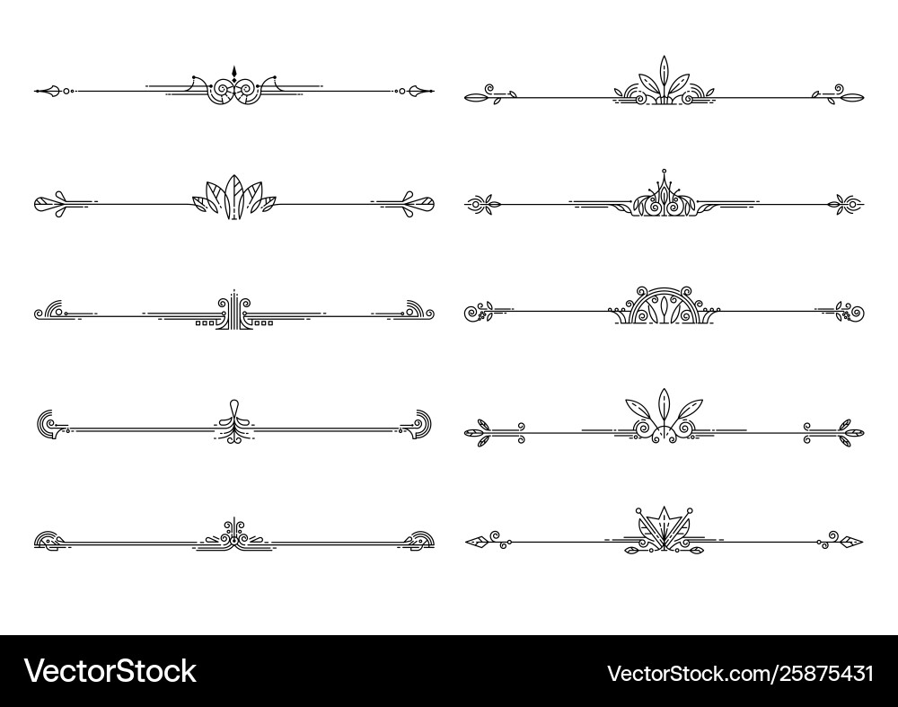 Set decorative elements border and page rules Vector Image
