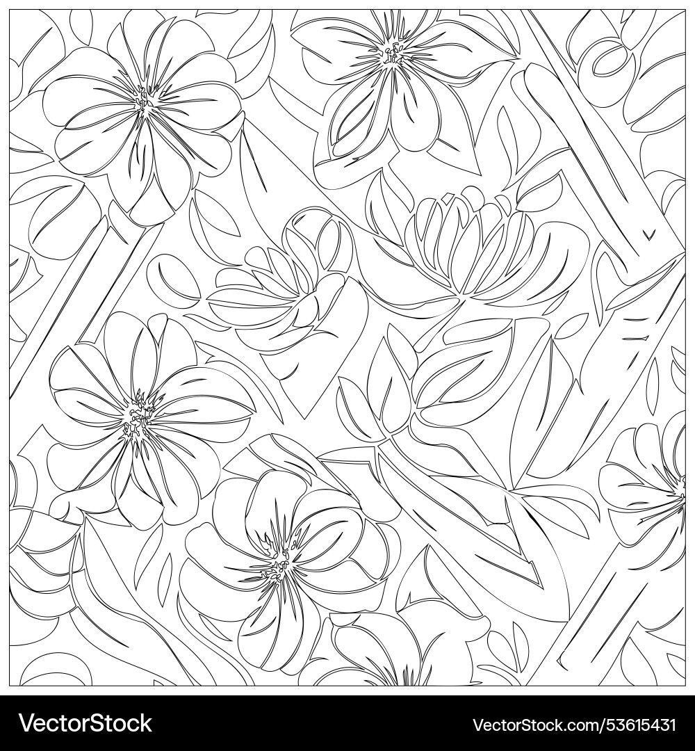 Tumpal flower pattern outline sketch Royalty Free Vector
