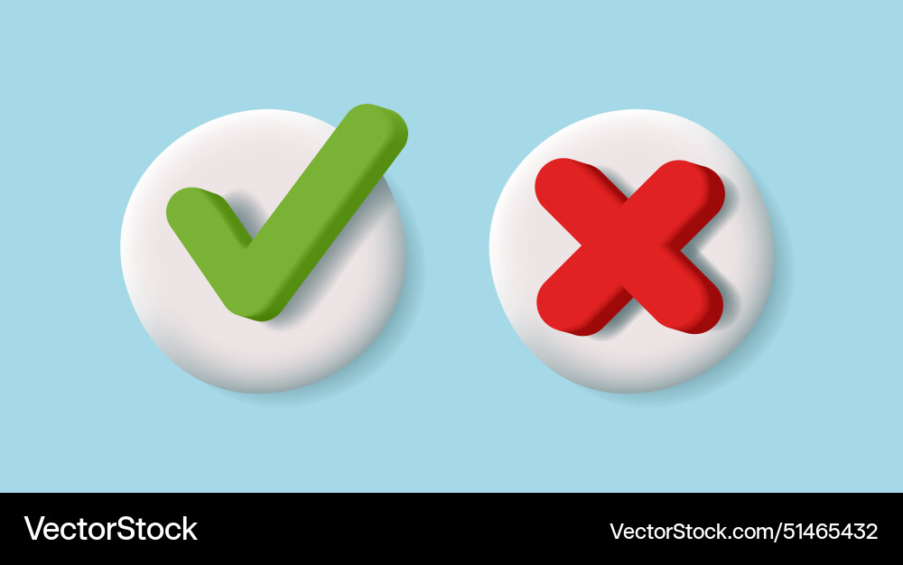 3d volume right and wrong button green Royalty Free Vector