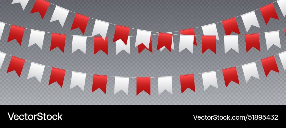 Bunting flags carnival party white and red Vector Image