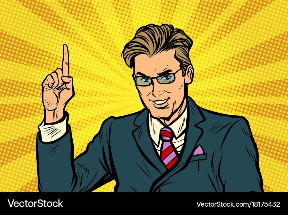 Businessman pointing finger up Royalty Free Vector Image