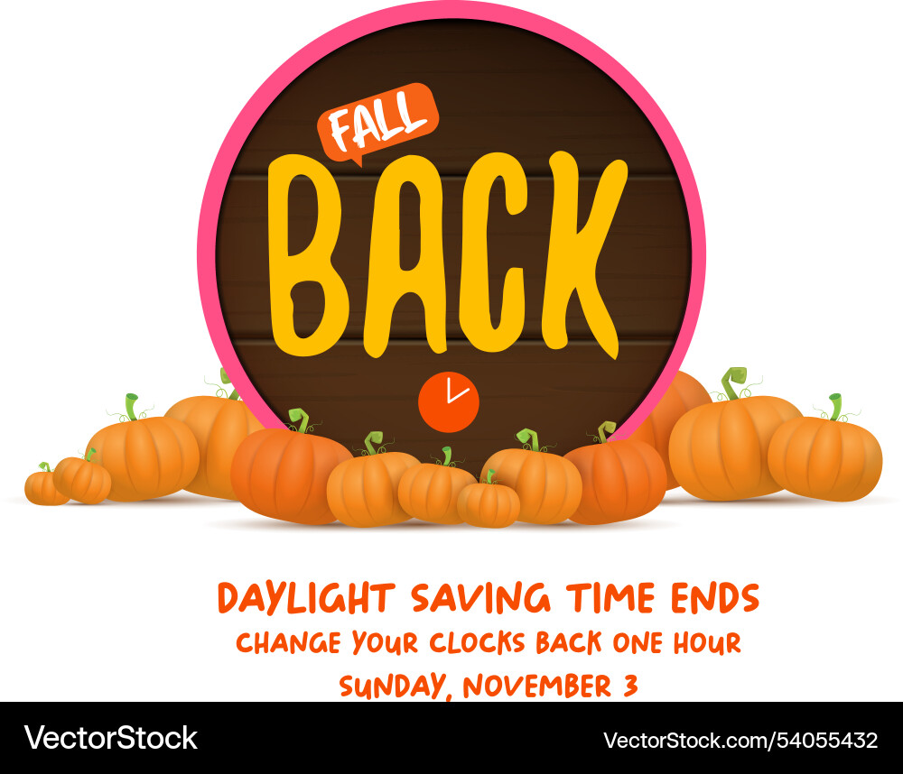 Fall back 2024 autumn daylight saving time ends Vector Image