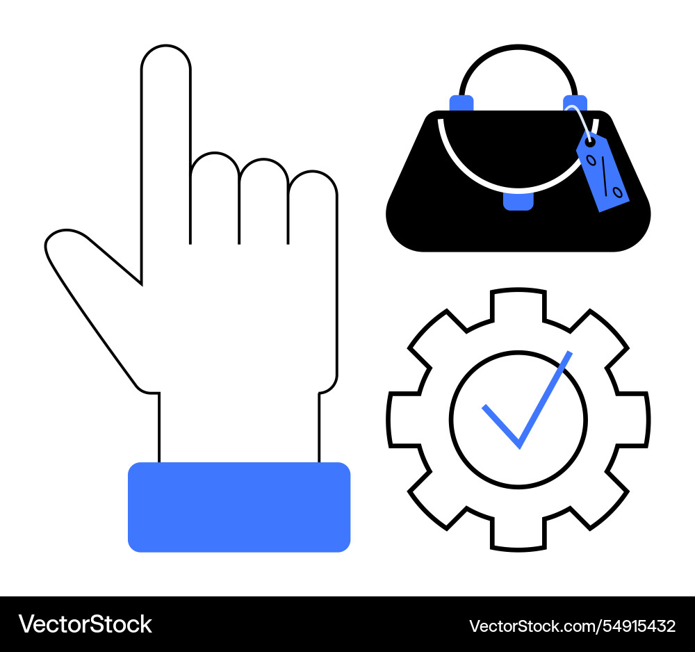 Marketing and e-commerce elements hand gesture Vector Image