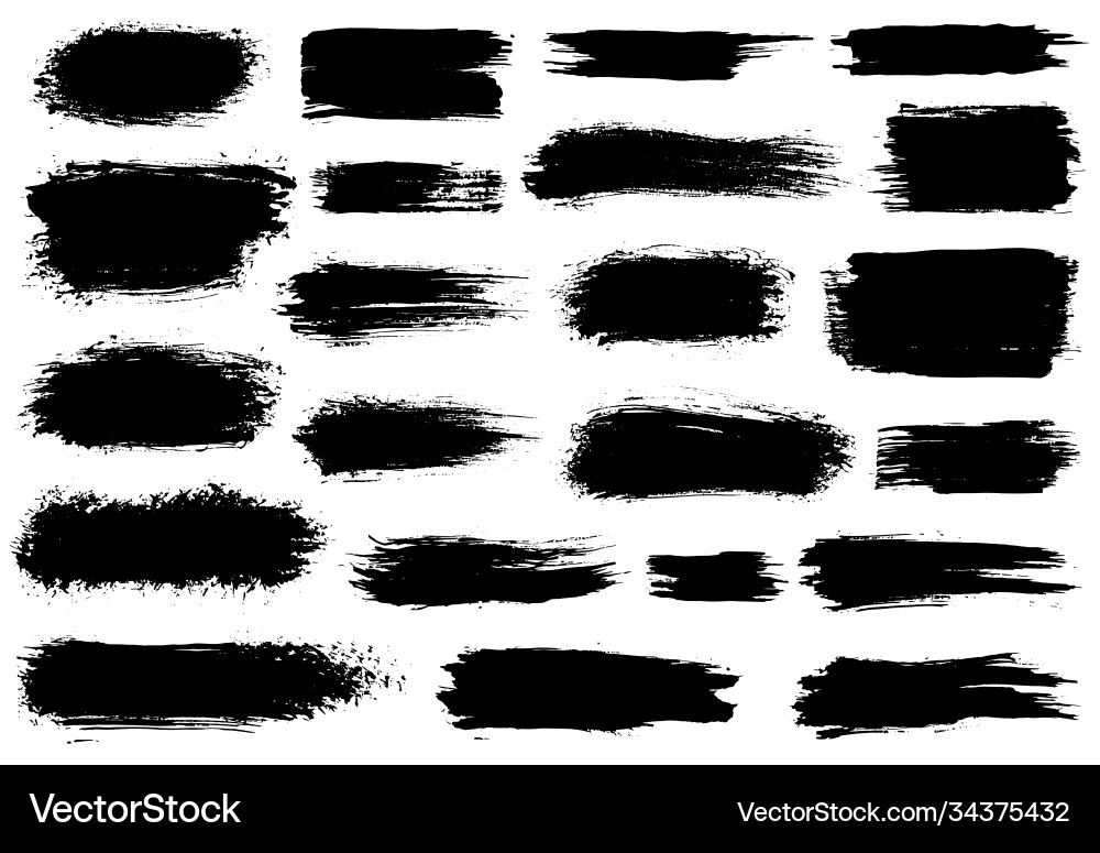 Paint brush black ink grunge strokes Royalty Free Vector
