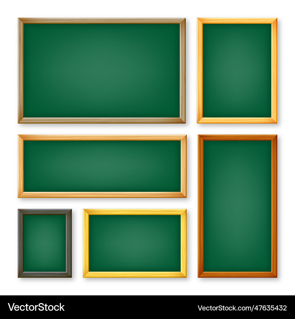 Realistic various chalkboards in a wooden frame Vector Image