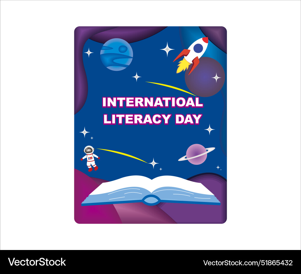 Square international literacy day background Vector Image
