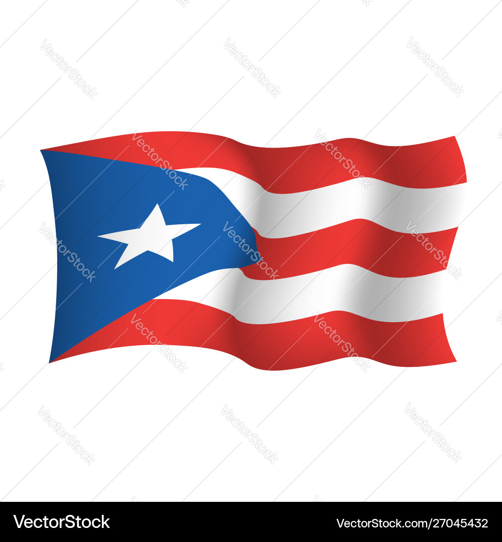 Waving flag puerto rico commonwealth Royalty Free Vector