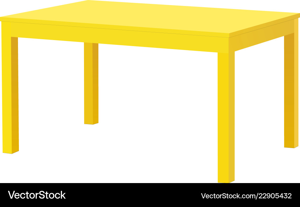 Yellow rectangular table isolated Royalty Free Vector Image