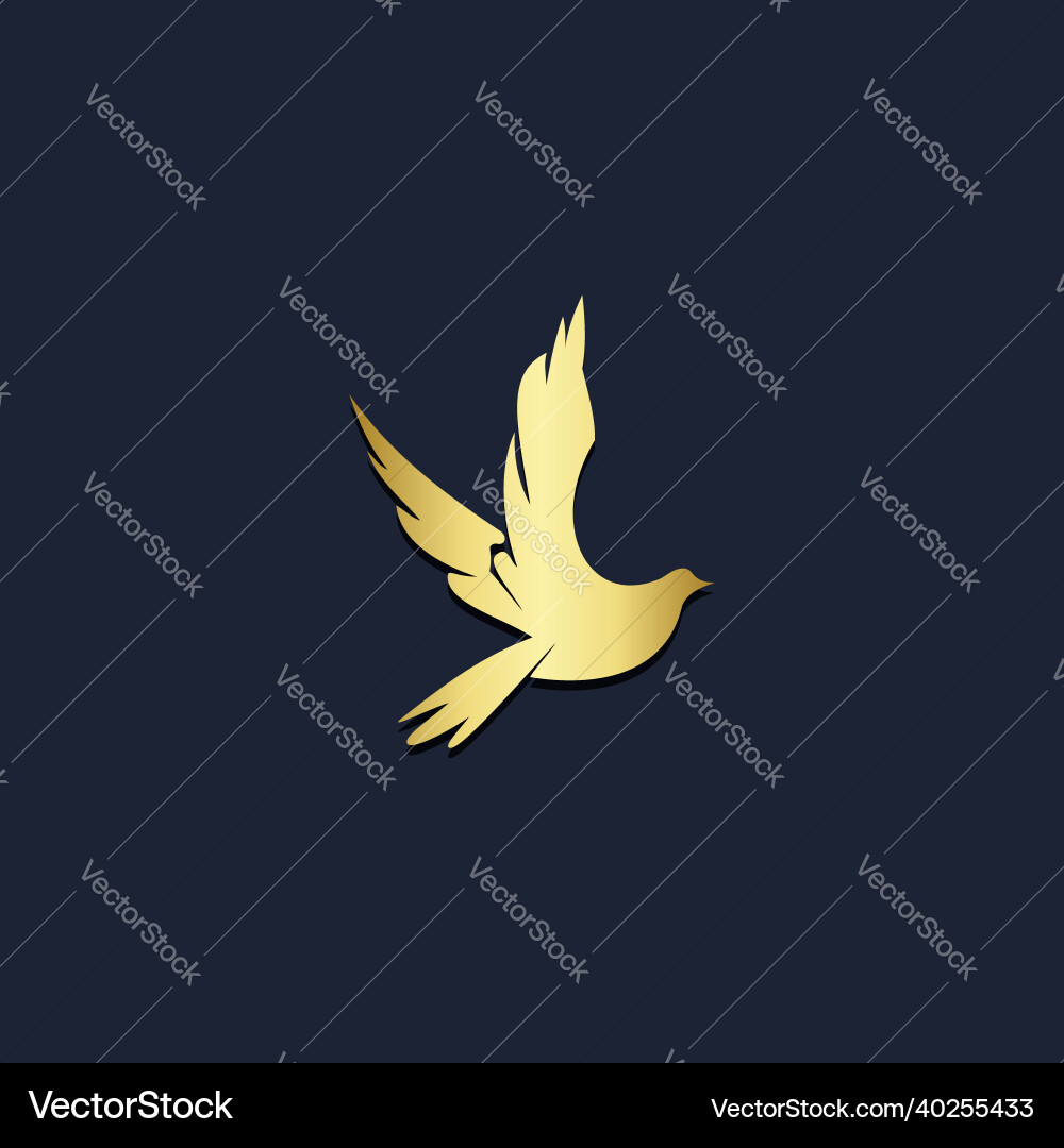 Bird fly gold logo Royalty Free Vector Image - VectorStock