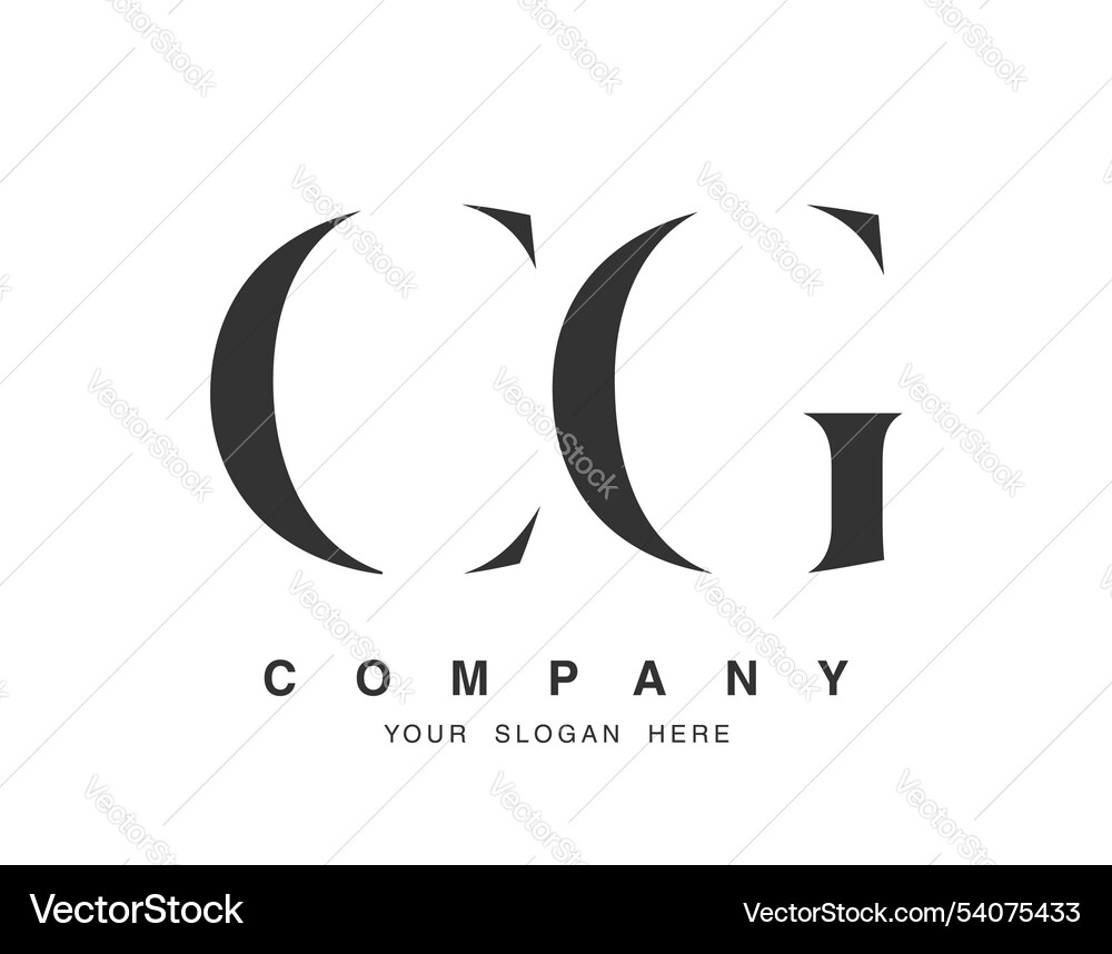 Cg logo design initial letter c and g serif font Vector Image