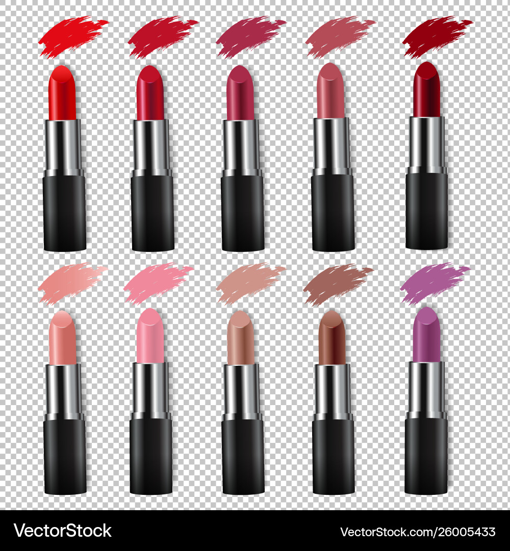 Colorful lipstick collection isolated transparent – Royalty-Free Vector ...