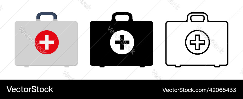 First aid kit icons doctor box Royalty Free Vector Image