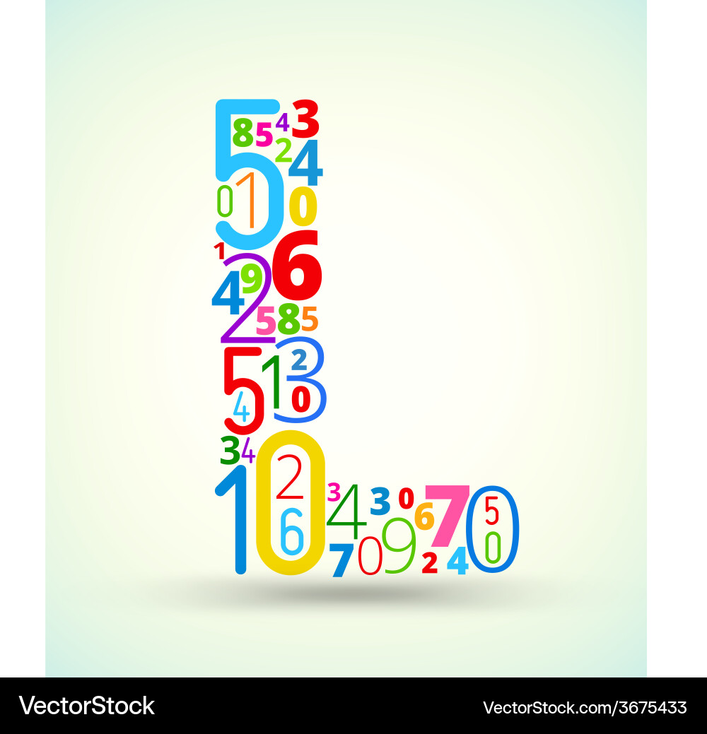 Letter l colored font from numbers Royalty Free Vector Image