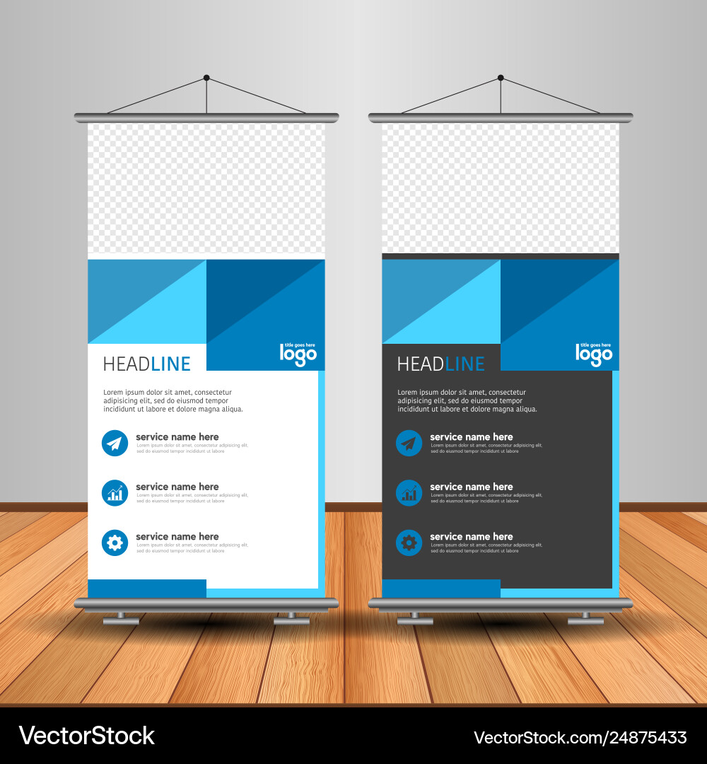 Modern orange roll up banner advertising template Vector Image