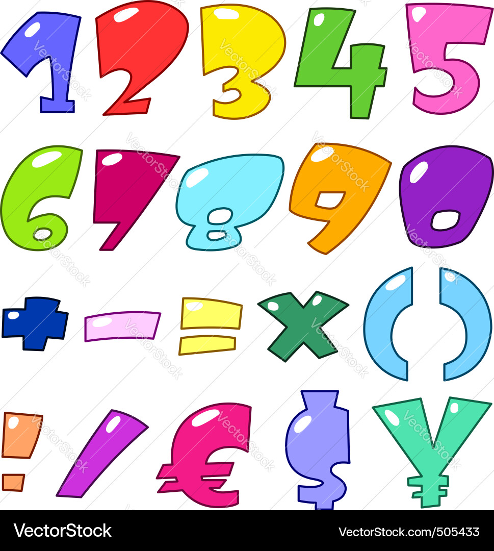 Numbers and signs Royalty Free Vector Image - VectorStock