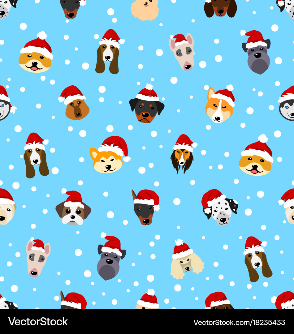 Santa Dogs Seamless Pattern Royalty Free Vector Image