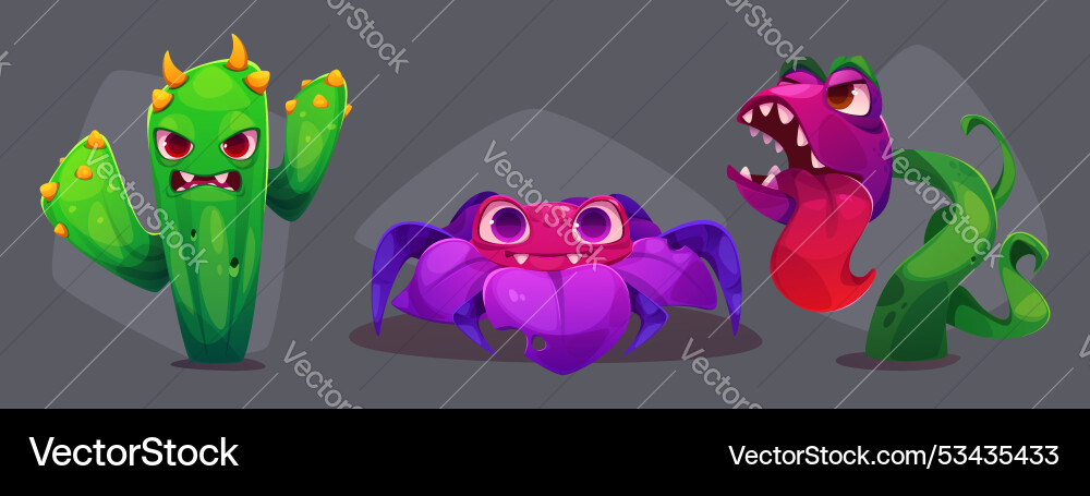 Scary monster plants and flowers Royalty Free Vector Image