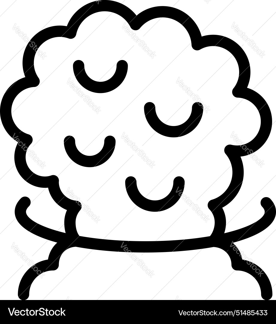 Simple line art drawing of a happy tree Royalty Free Vector