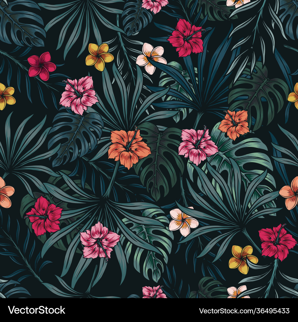 Tropical Floral Seamless Pattern Royalty Free Vector Image