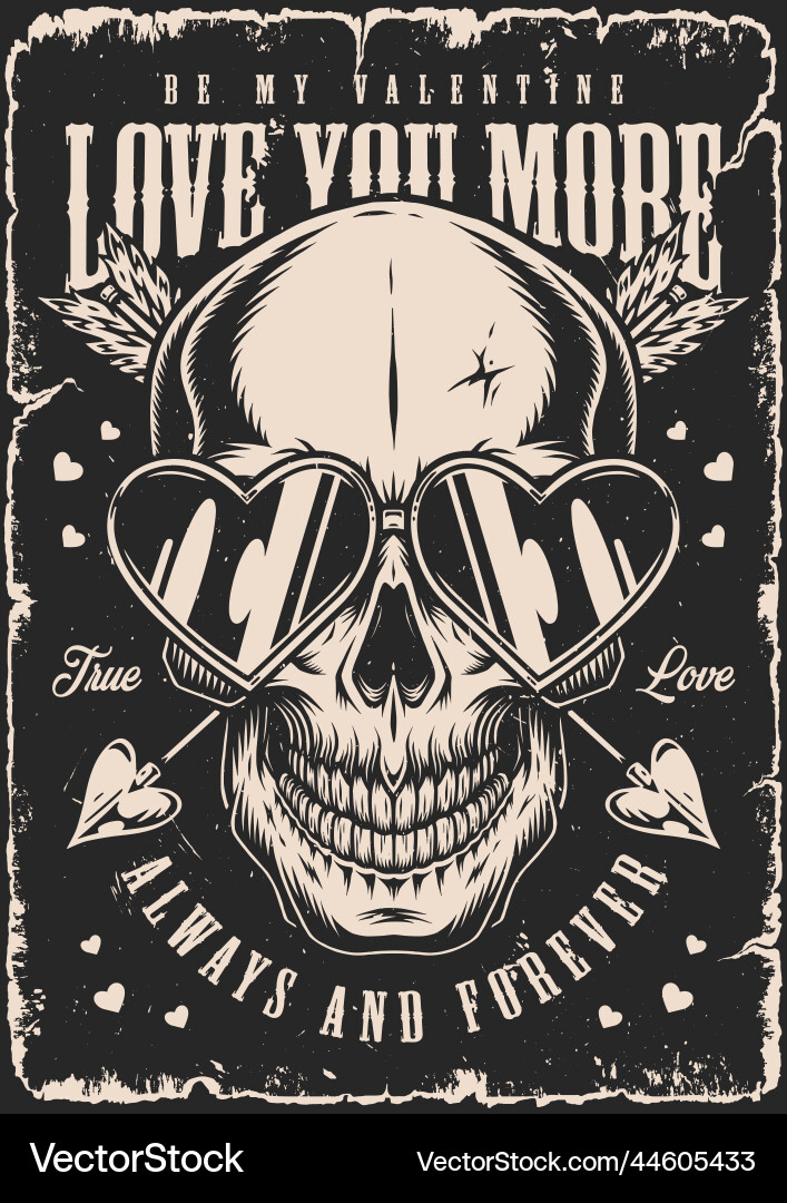 Vintage Valentine Skull with Cupid – Royalty-Free Vector | VectorStock