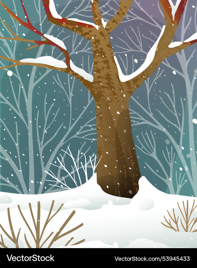 Winter forest tree covered with snow background Vector Image
