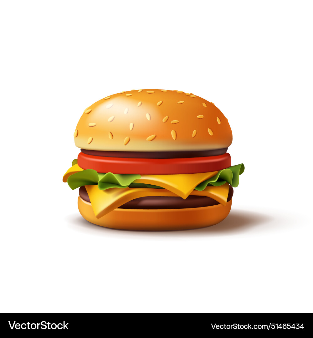 3d render of classic burger with beef and cheese Vector Image