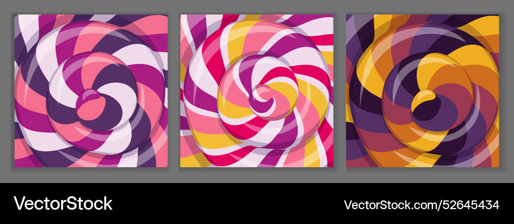 Backgrounds with candy swirls spiral lollipops Vector Image