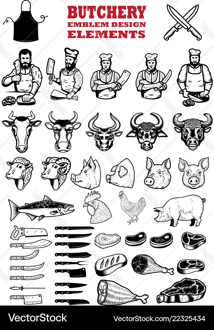 Butchery & Meat Shop Elements Royalty Free Vector Image