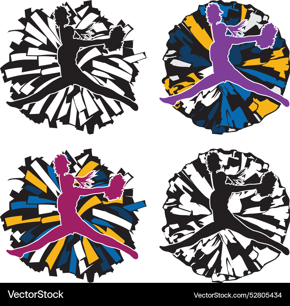 Cheerleading Silhouette Collection Royalty Free Vector Image