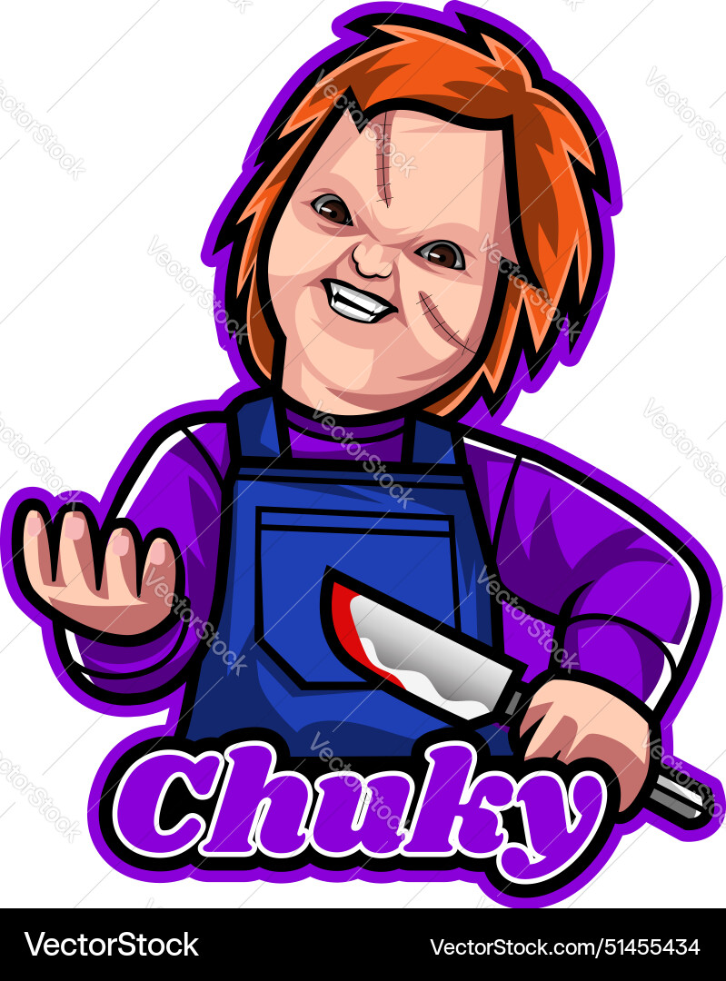 Chucky doll mascot logo Royalty Free Vector Image