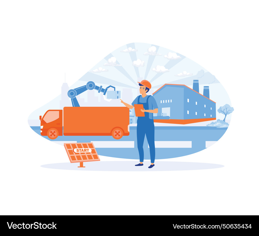 Engineer working with interactive interface smart Vector Image