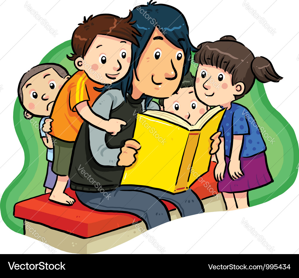 Family Story Time Royalty Free Vector Image - VectorStock