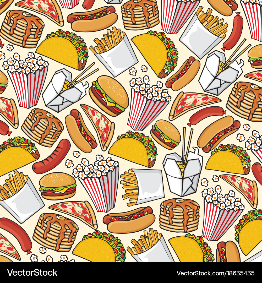 Background pattern with fast food icons Royalty Free Vector