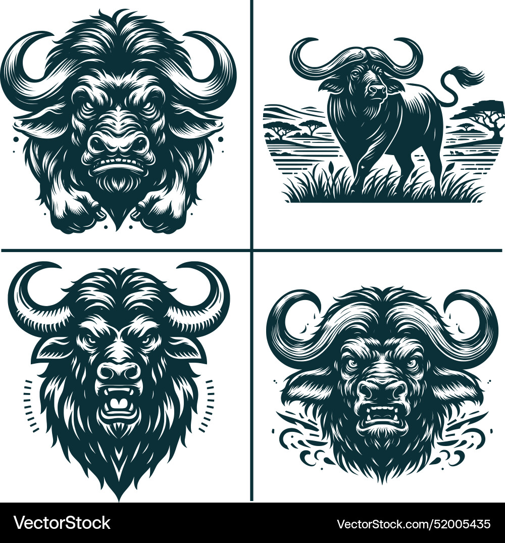 Bison buffalo silhouette svg filesbuffalo Vector Image
