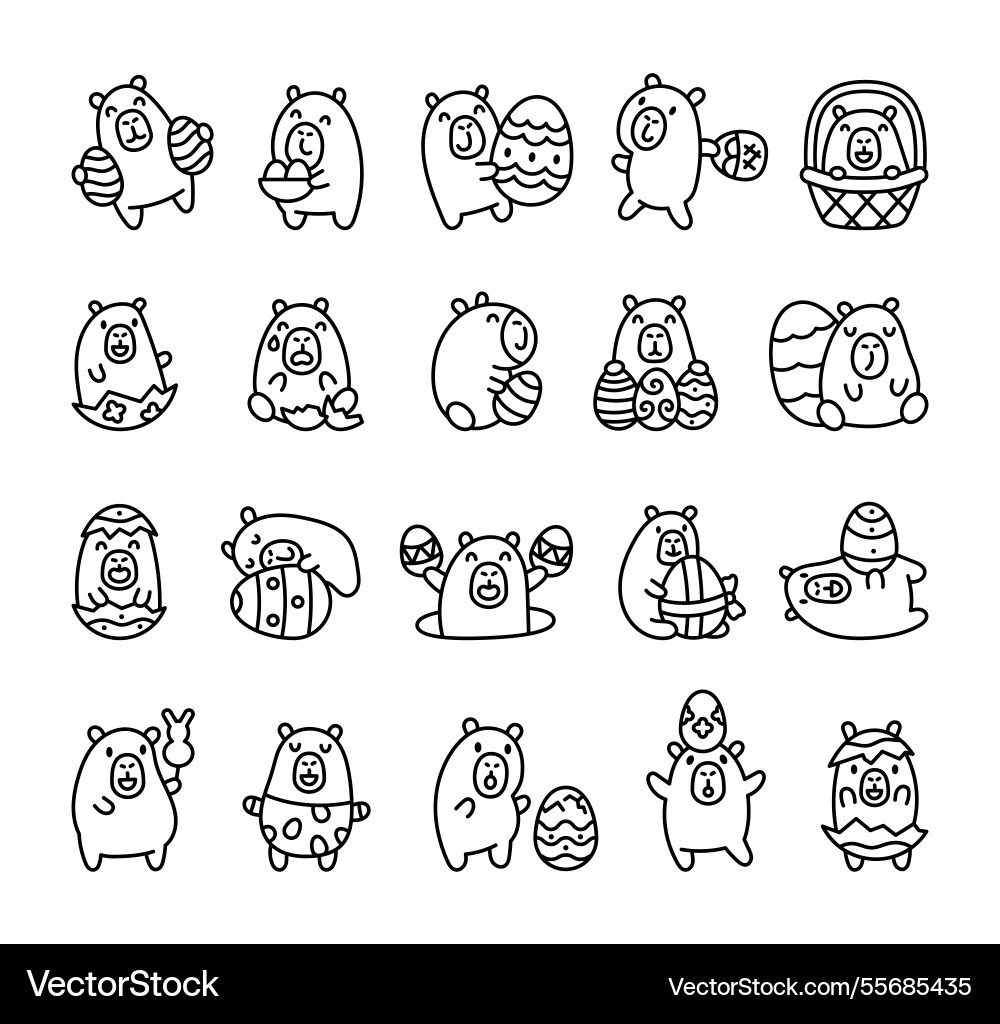 Capybara easter set featuring adorable characters Vector Image