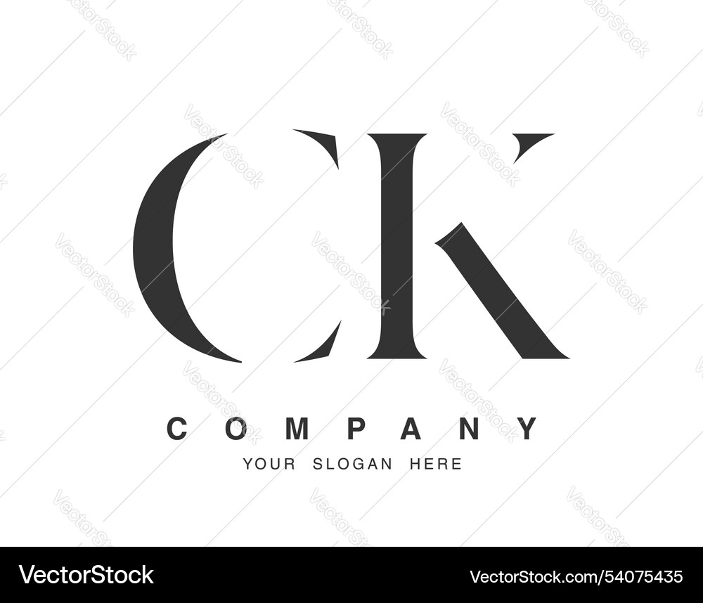 Ck logo design initial letter c and k serif font – Royalty-Free Vector ...