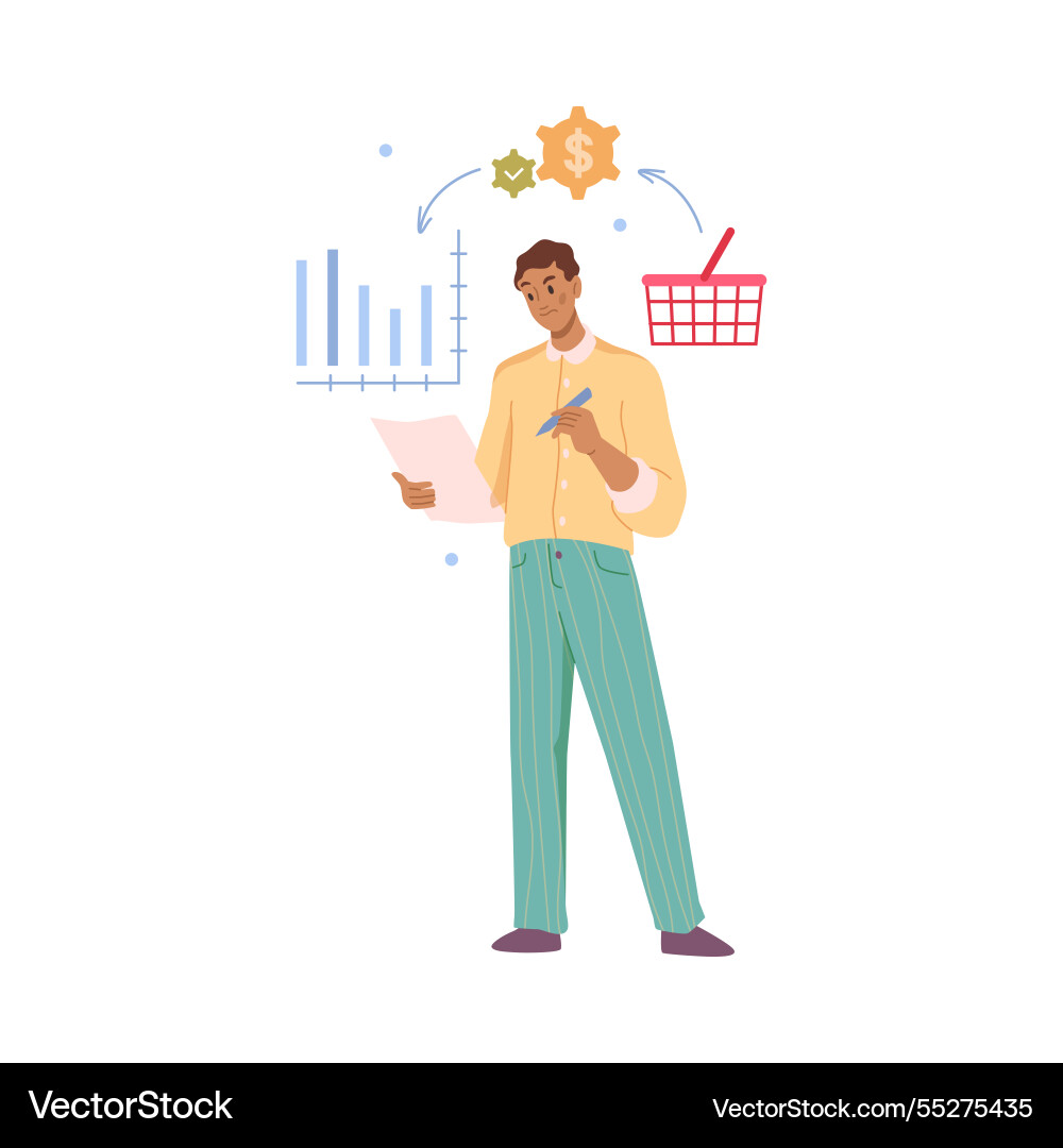 Consumer behavior man investigate food consumption