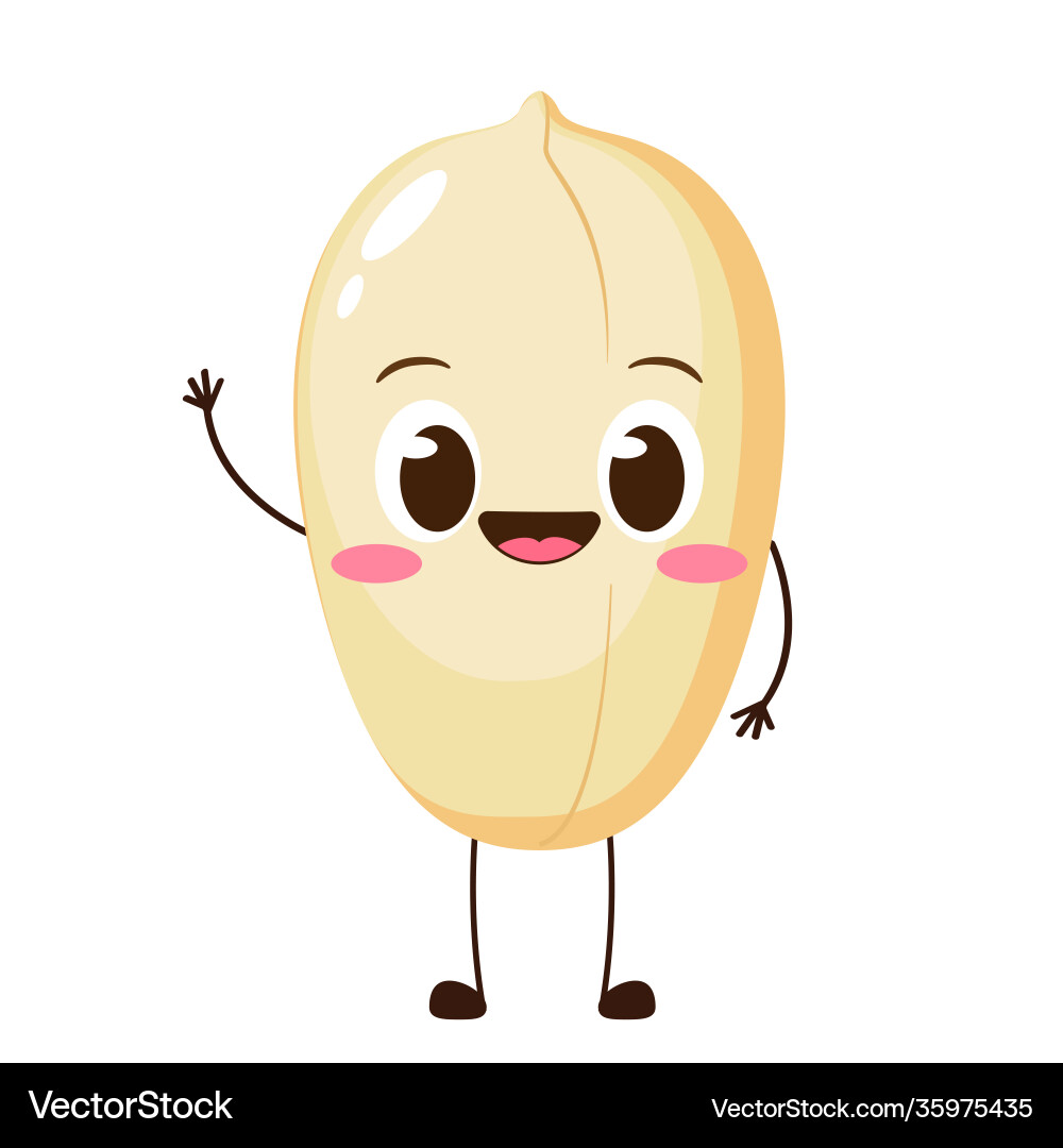 Cute happy cartoon peanut character Royalty Free Vector