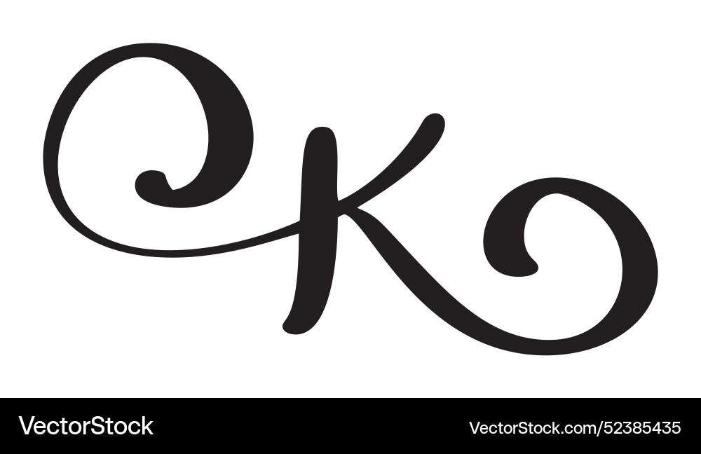 Hand drawn calligraphy letter k script Royalty Free Vector