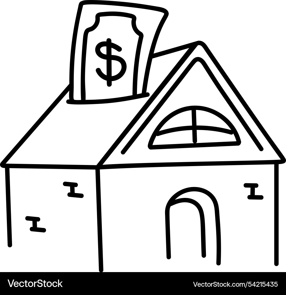 House insurance icon in drawing style Royalty Free Vector