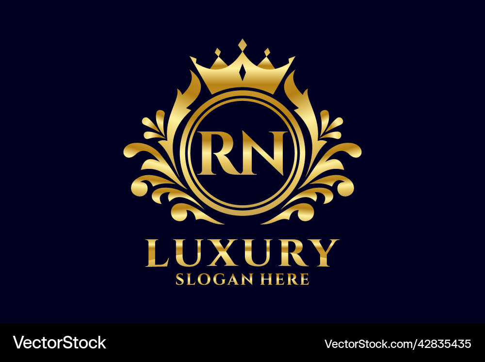 Initial rn letter royal luxury logo template Vector Image