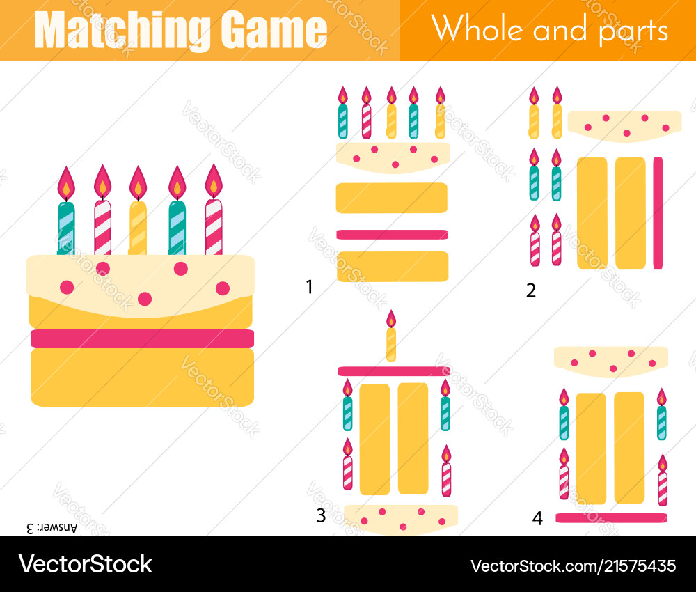 Matching Game: Parts & Wholes Royalty Free Vector Image