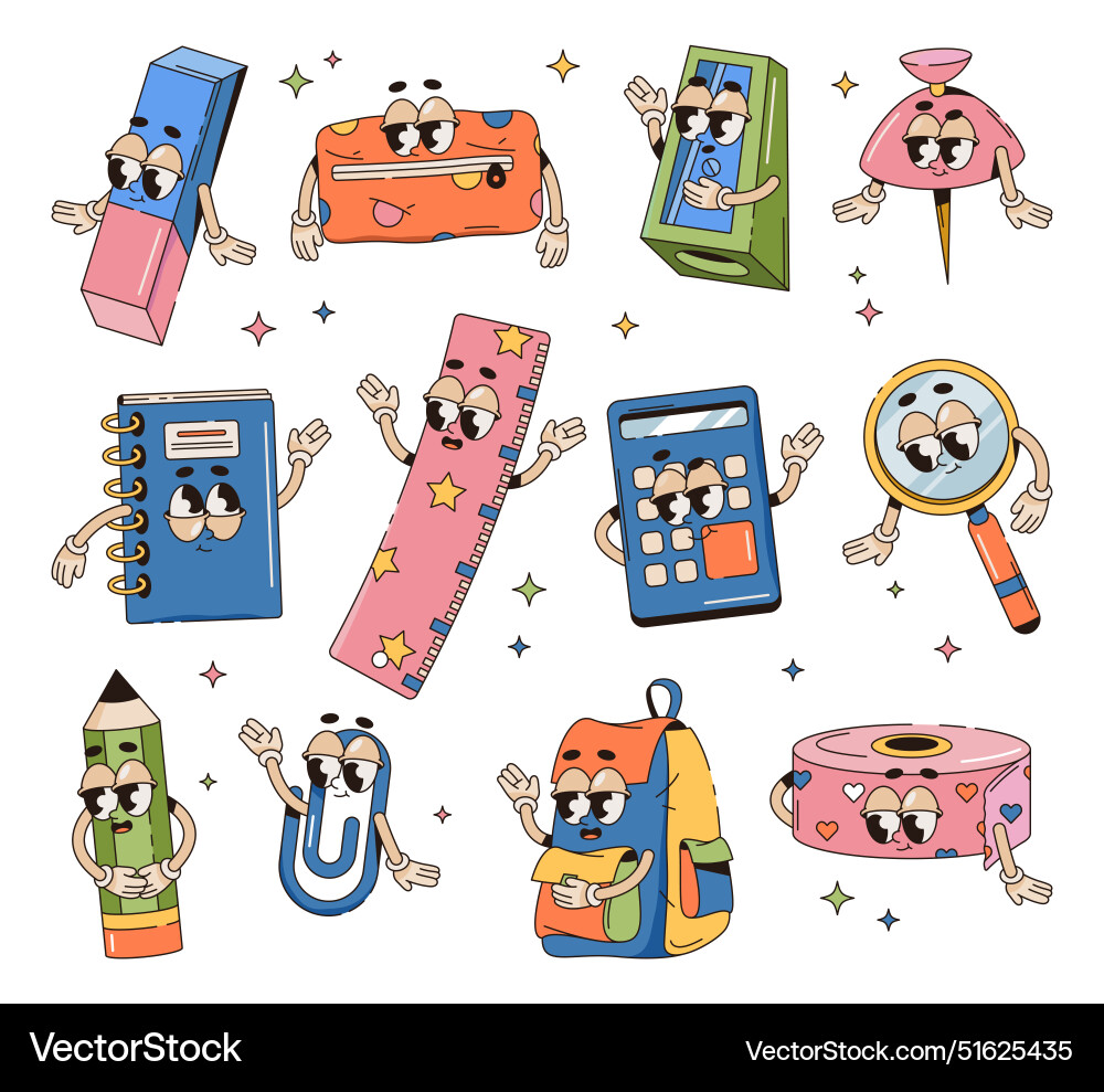 Set of office comic characters with face Vector Image